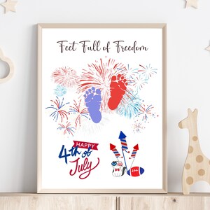 4th of July Fireworks Handprint Art Printable, DIY Footprint Craft ...