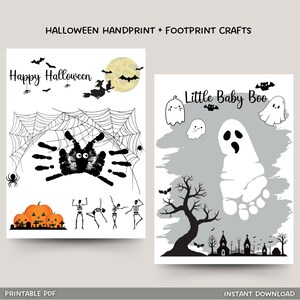 Halloween Handprint & Footprint Crafts Printable, DIY Art for Baby ...