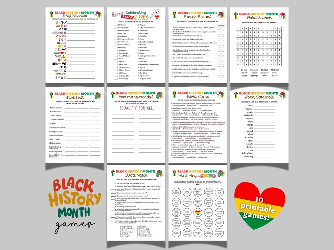 Black History Month Games Printable, Historical African American ...