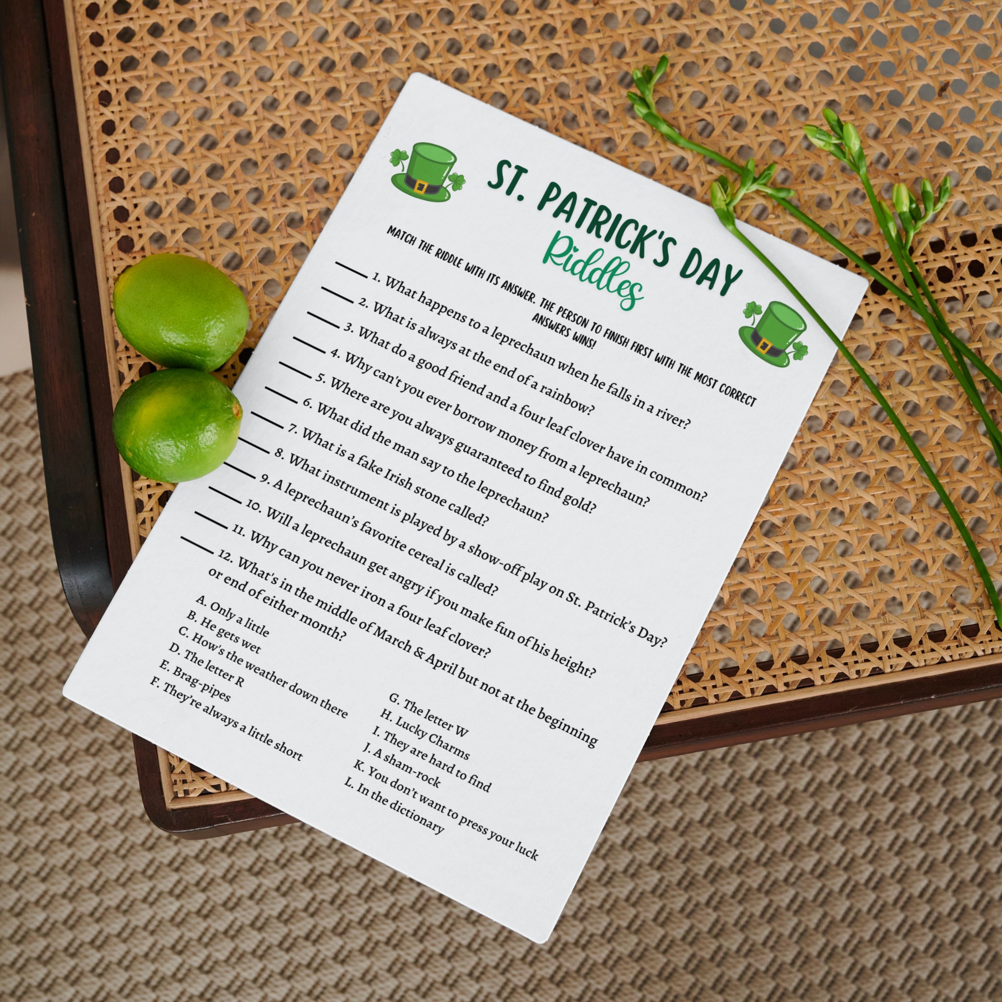 St Patrick's Day Riddles Game Printable, St Pattys Riddle Me This ...