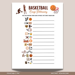 Basketball Emoji Pictionary Game Printable, Basketball Party Game ...