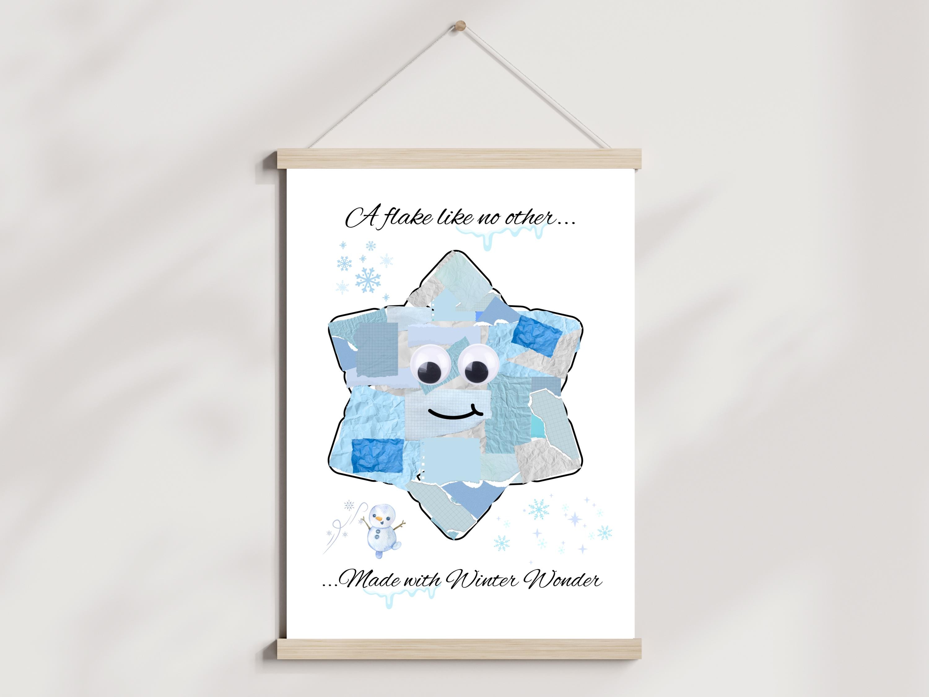 Snowflake Torn Paper Craft Printable for Kids, Winter Fine Motor Art ...