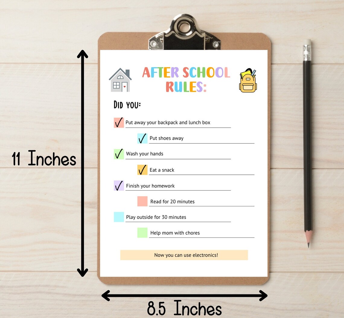 Editable After School Rules Printable After School Checklist - Etsy