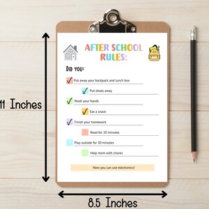 Editable After School Rules Printable After School Checklist - Etsy