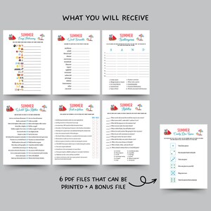 Summer Camp Games Bundle Printable, Summertime Beach Party Games Adult ...