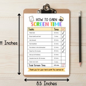 Screen Time Chart Checklist Editable Printable Screen Time - Etsy