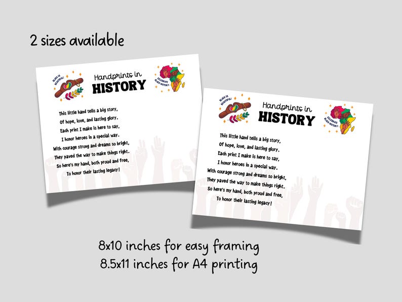 Black History Month Handprint Craft Printable, DIY Poem Art Kids ...