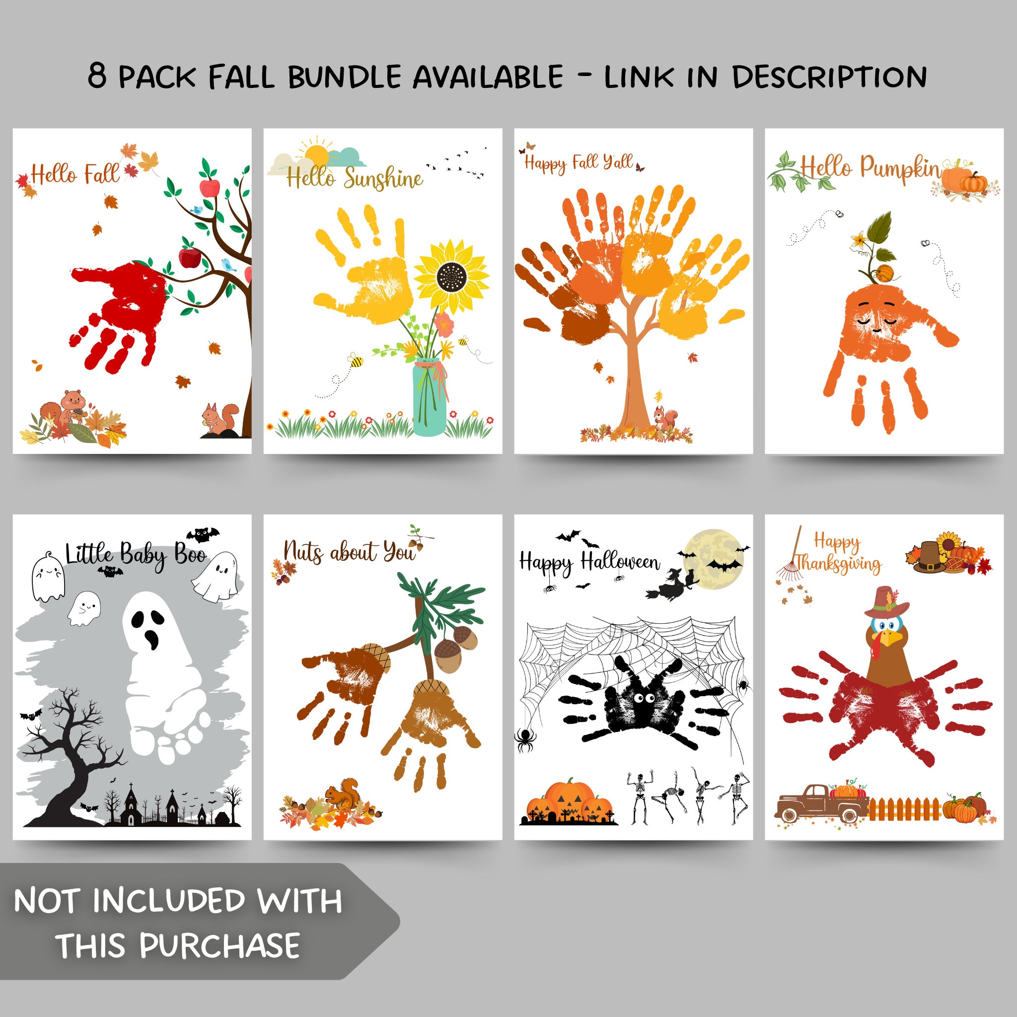 Fall Handprint Crafts Printable, DIY Autumn Art for Baby Toddler Kids ...