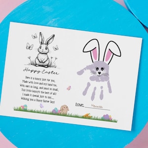 Bunny Happy Easter Poem Handprint Craft for Kids Printable, DIY Spring ...