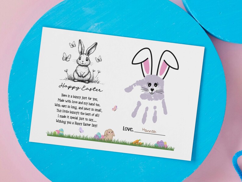 Bunny Happy Easter Poem Handprint Craft for Kids Printable, DIY Spring ...