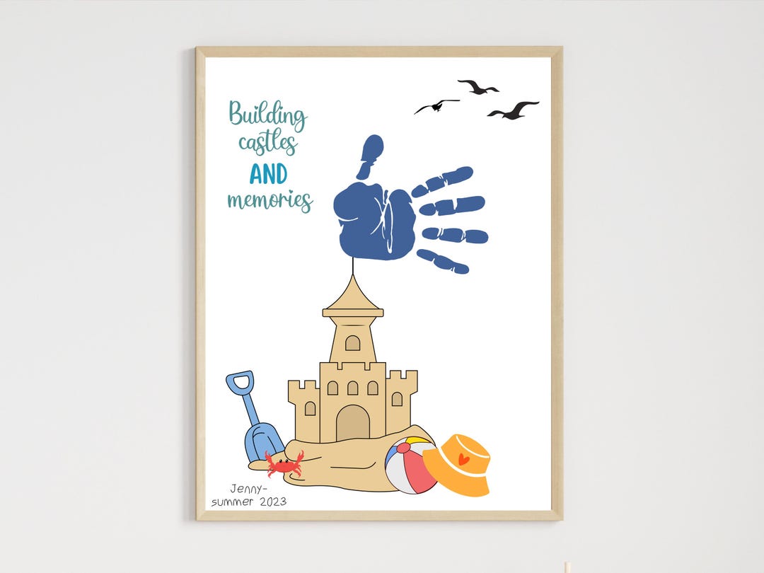 Summer Handprint Craft Printable, DIY Sandcastle Beach Art Project Kids ...