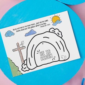 He is Risen Easter Coloring Craft Printable Christian Sunday School ...