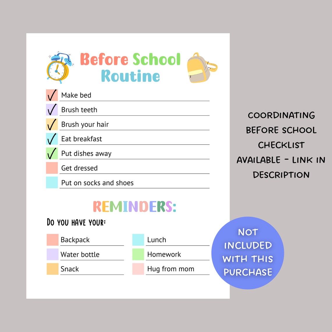 Editable After School Rules, Printable After School Checklist Reminders ...
