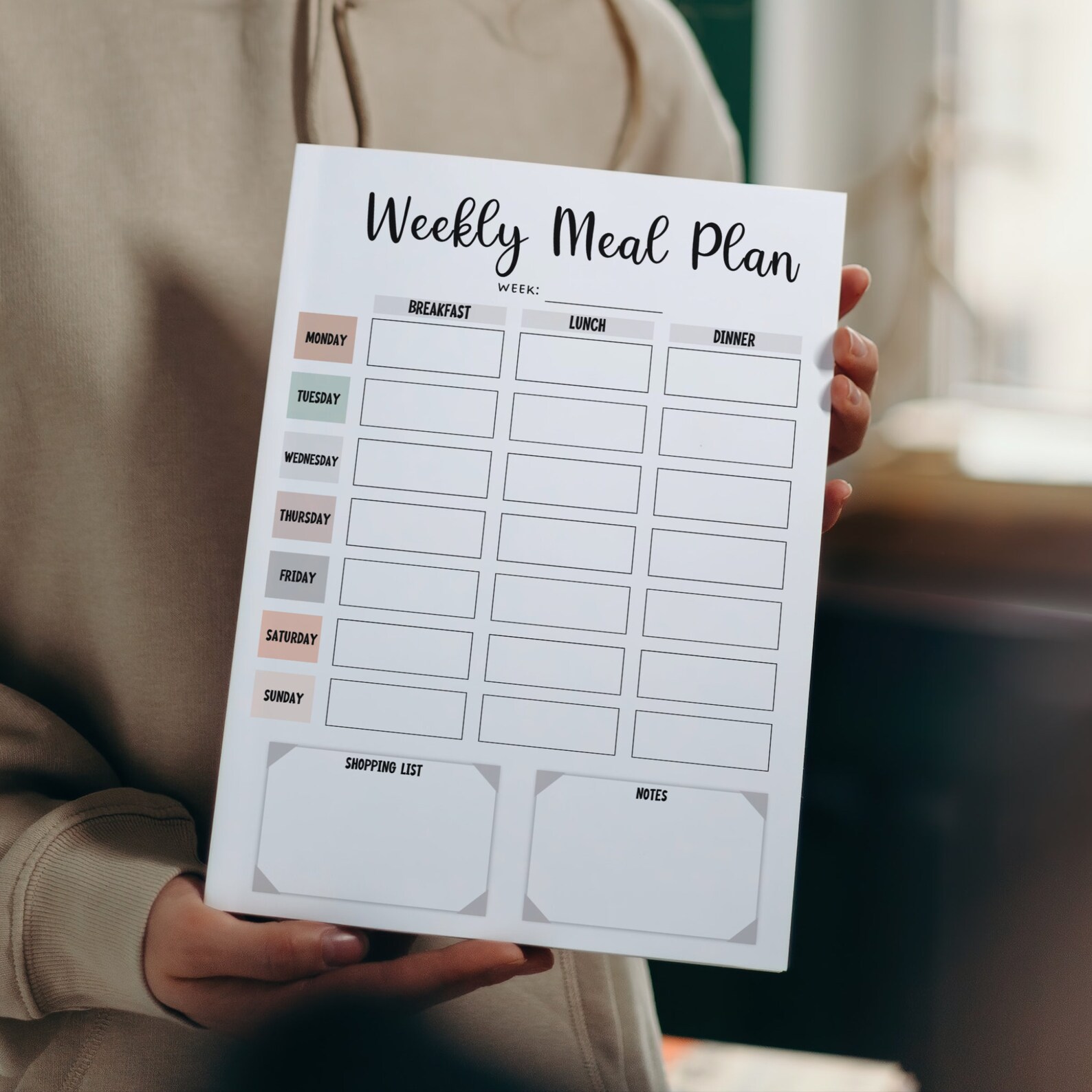 Printable Weekly Meal Planner, Minimalist Menu Planner, Editable Weekly ...