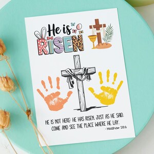 Jesus is Risen Christian Easter Handprint Craft Printable Resurrection ...