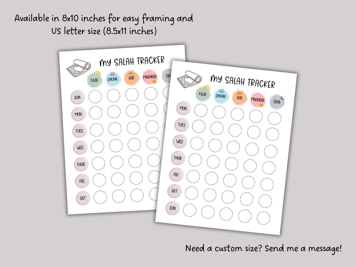 Islamic Salah Weekly Tracker Printable for Kids, Muslim Children Daily ...