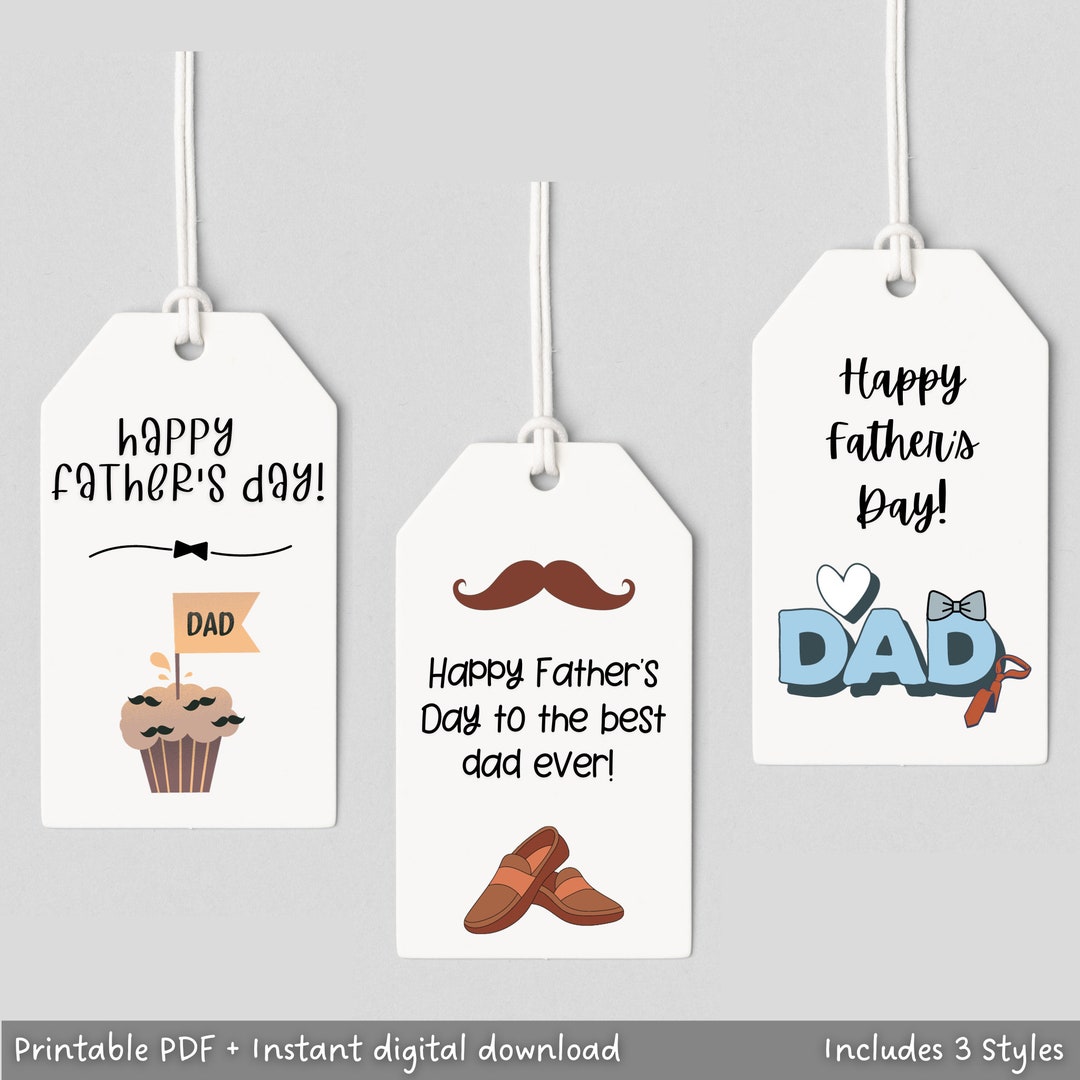 Happy Father's Day Gift Tags, Gift for Dad, 9 Printable Gift Tags ...