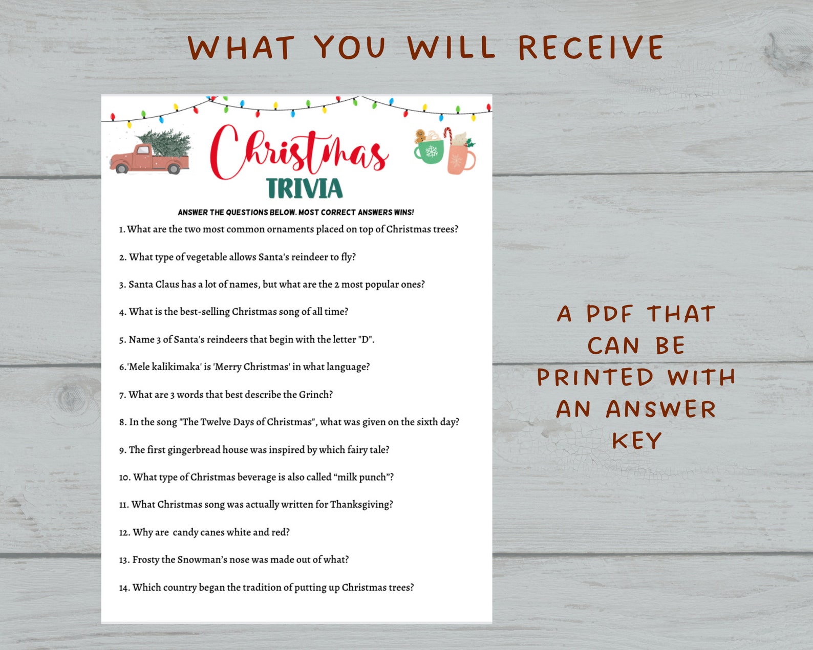 Christmas Trivia Game Printable Fun Holiday Party Game - Etsy