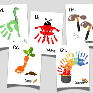 A-Z Alphabet Handprint Crafts Printable ABC Memory Phonic Art Book for ...