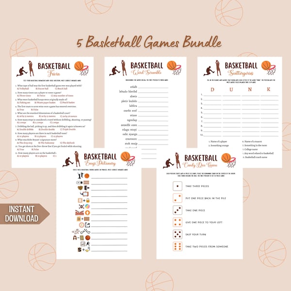 Basketball Printable Games - Etsy Australia