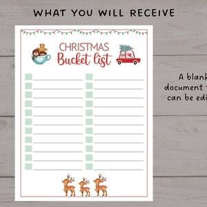 Christmas Bucket List Editable Printable Custom Bucket List - Etsy