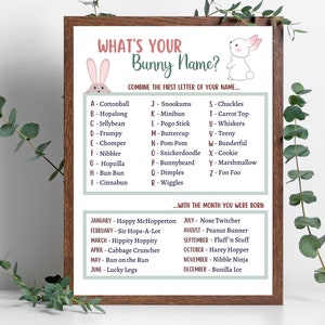 Whats Your Bunny Name Printable Easter Bunny Name Game - Etsy