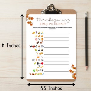 Thanksgiving Emoji Pictionary Game Printable Fun Thanksgiving - Etsy