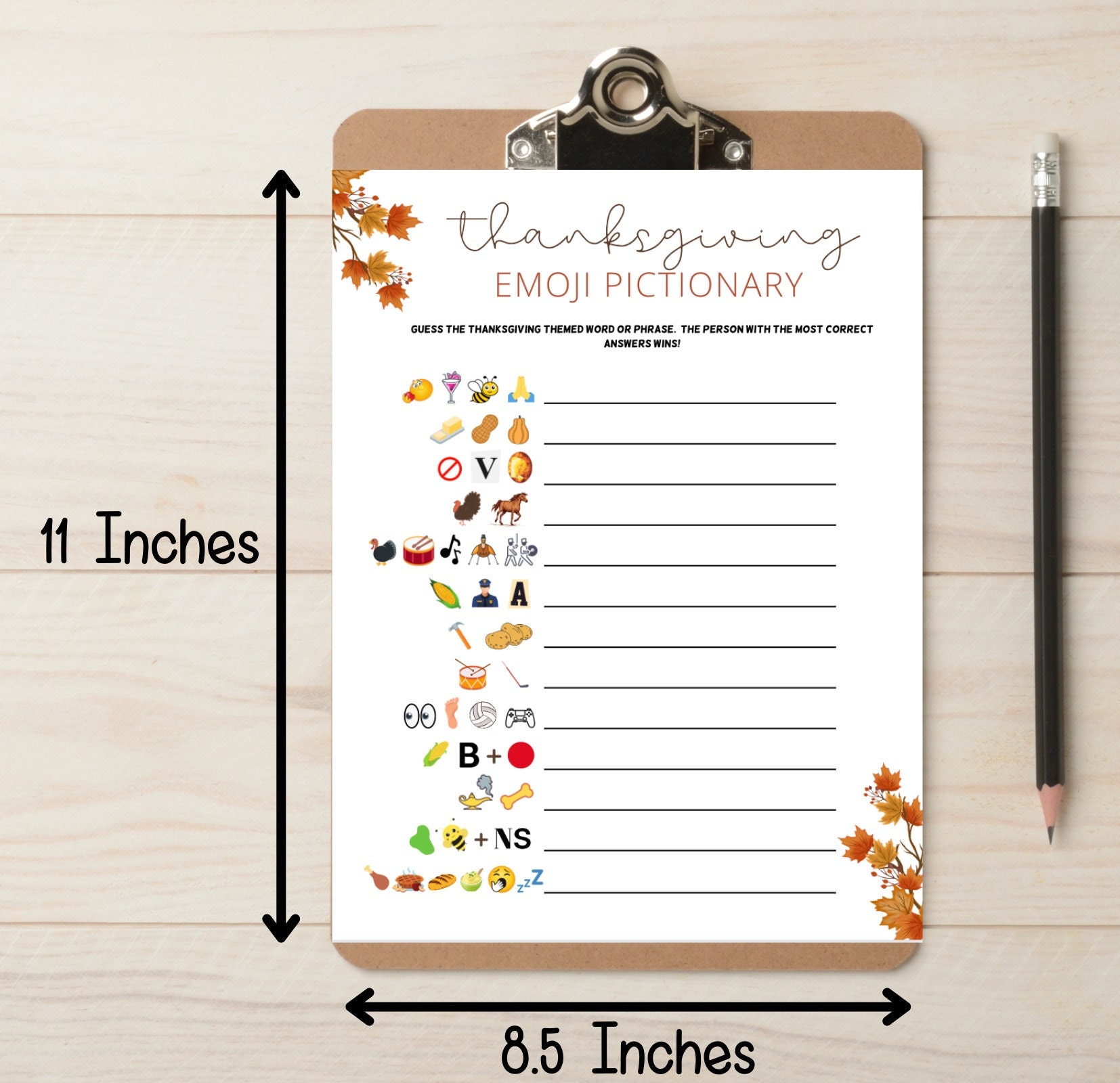 Thanksgiving Emoji Pictionary Game Printable Fun Thanksgiving - Etsy