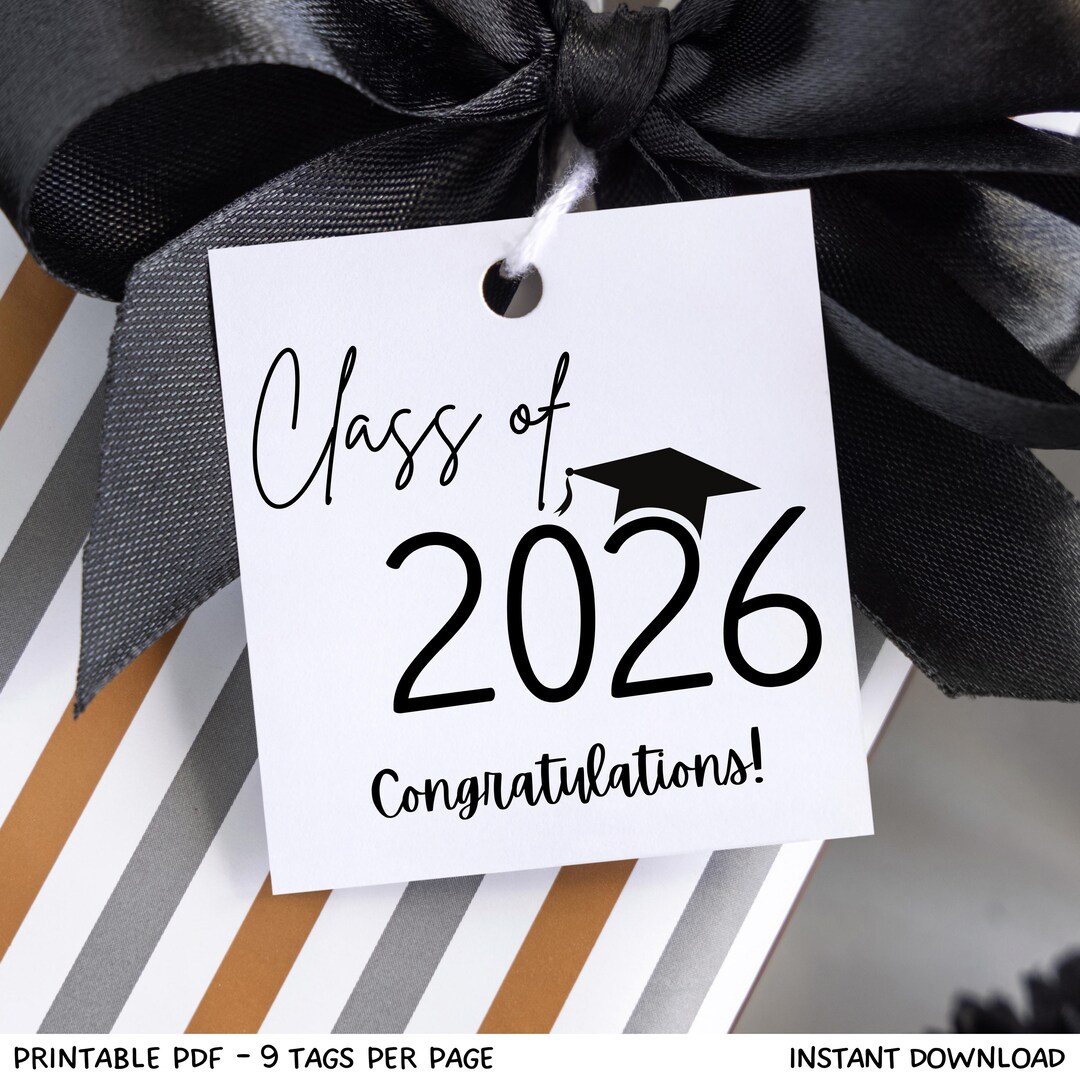 Class of 2026 Graduation Gift Tags Minimalist Printable, Simple ...