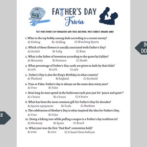 Father's Day Trivia Game Printable Fathers Day Ideas Fun - Etsy