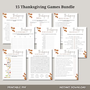 Thanksgiving Games Bundle Printable, Fall Holiday Games Bundle, Fun ...