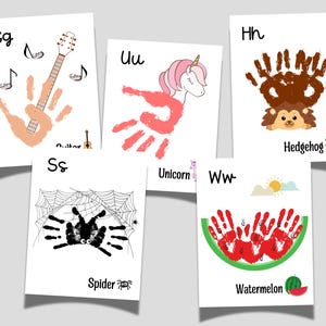 A-Z Alphabet Handprint Crafts Printable ABC Memory Phonic Art Book for ...