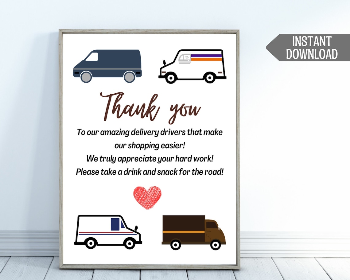 Delivery Driver Appreciation Sign Thank You Sign Snack & - Etsy