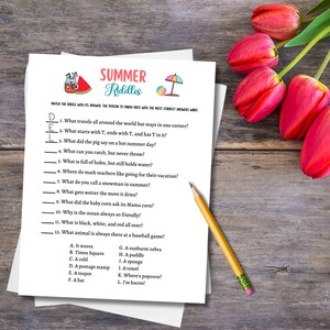 Summer Riddles Game Printable, Pool Party Games, Summer Camp Activity ...