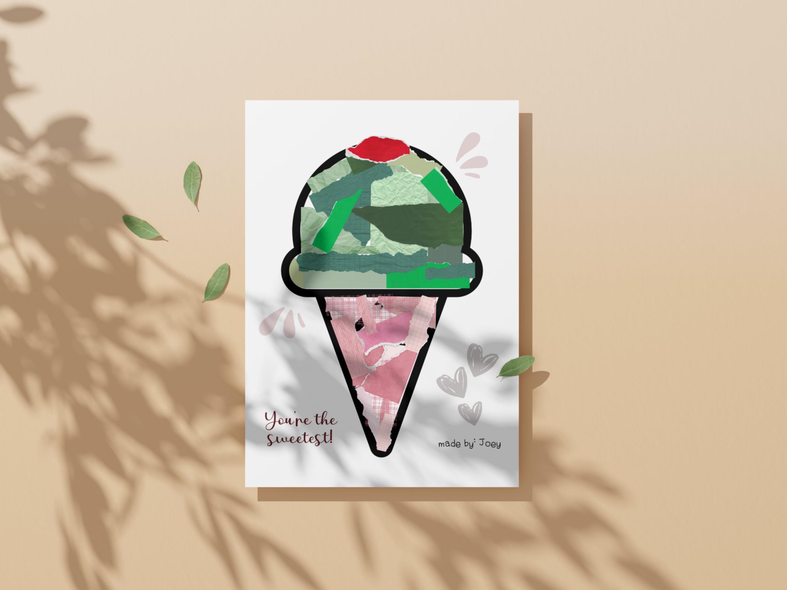 Summer Themed Torn Paper Craft Printable, DIY Ice Cream Cone Art for ...