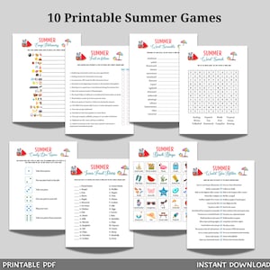Summer Games Bundle Printable, Summer Camp Activity, Summertime Beach ...