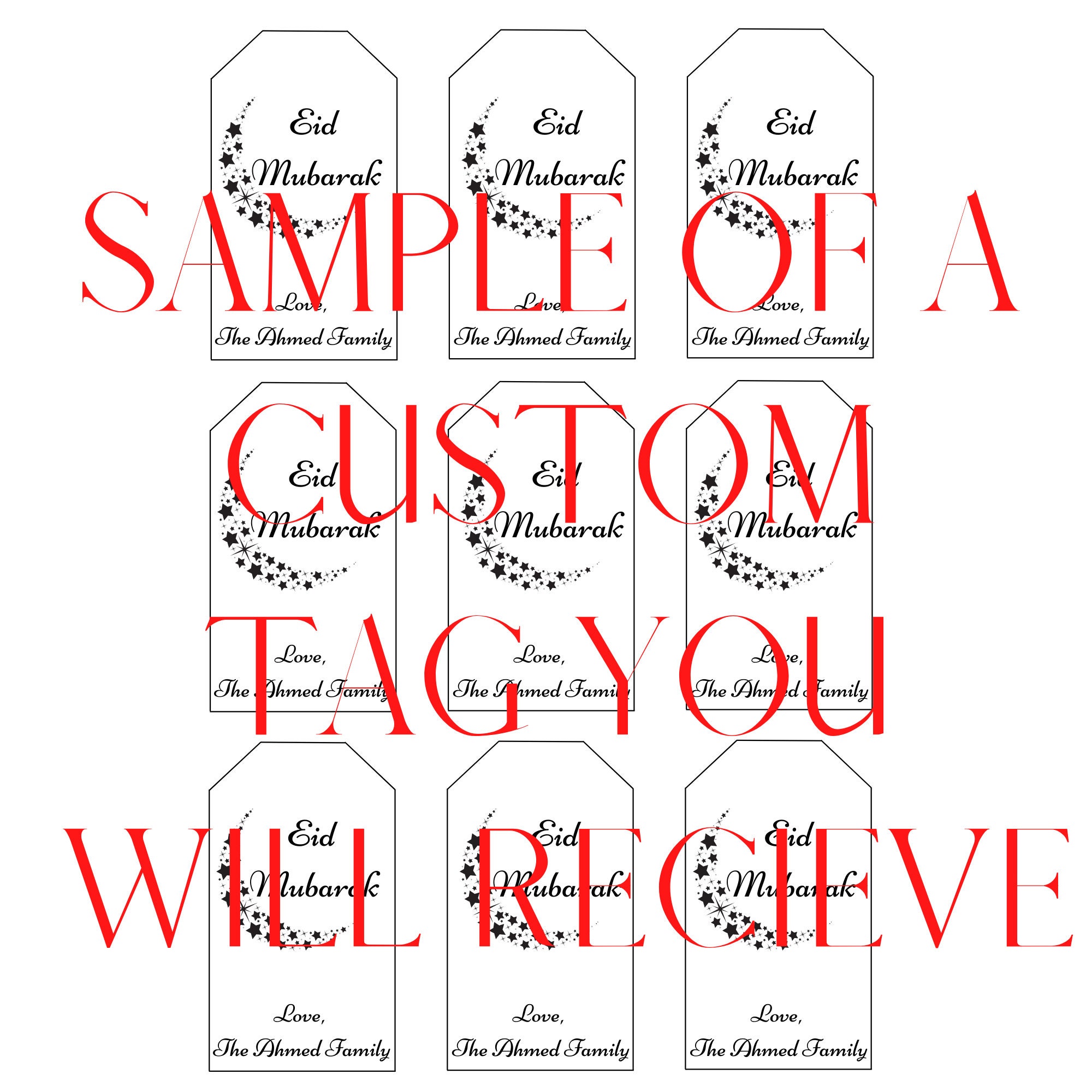 Eid Mubarak Customized Gift Tags Eid Decoration Digital - Etsy