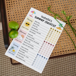 Kids Daily Summer Checklist Schedule Printable, Editable Chore Chart ...