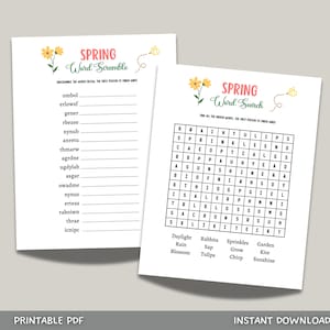 Spring Word Search Game Printable, Spring Activity Adults and Kids ...