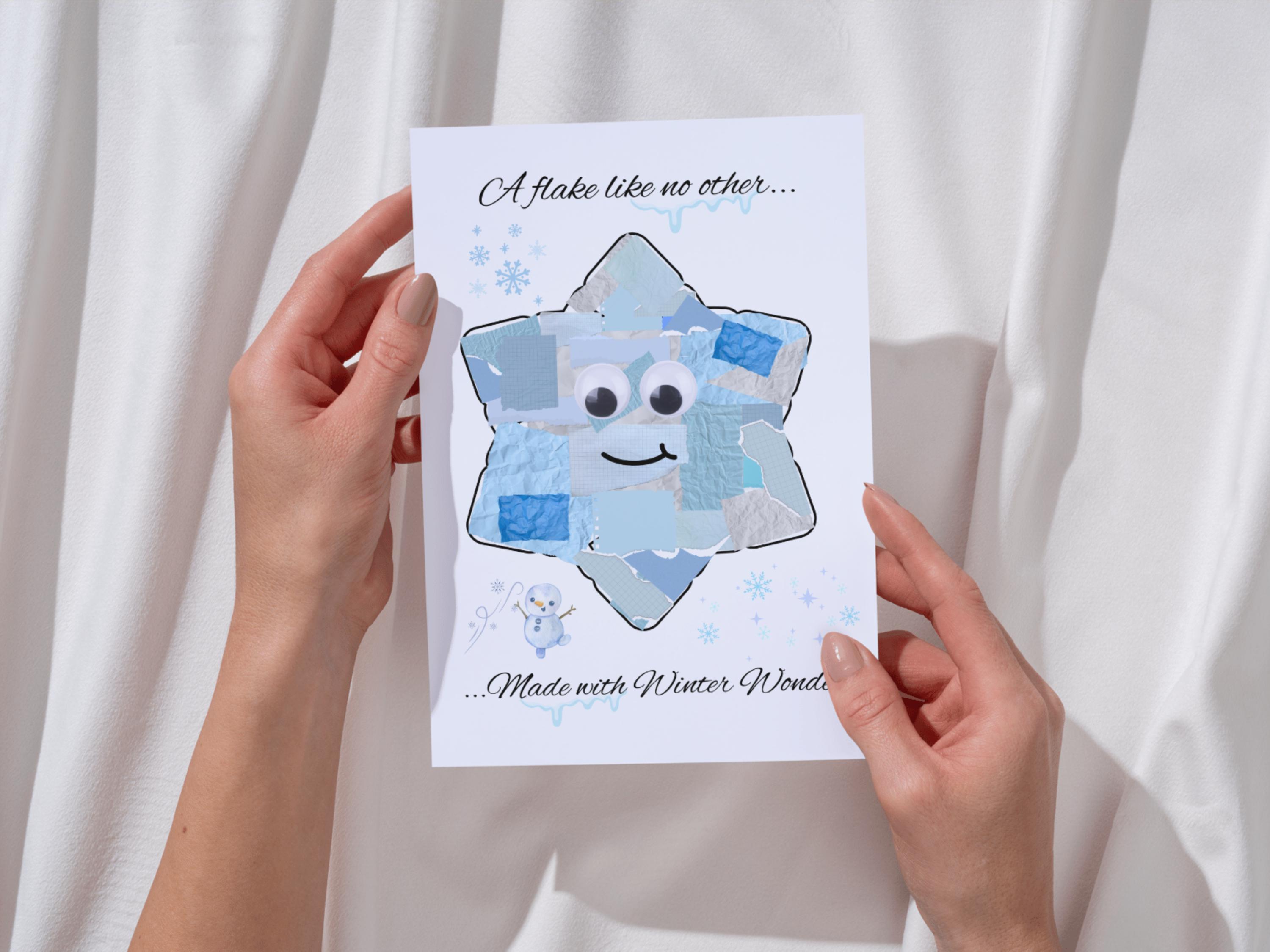 Snowflake Torn Paper Craft Printable for Kids, Winter Fine Motor Art ...