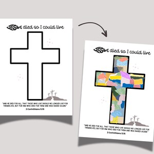 Christian Easter Torn Paper Craft Printable, Cross Scripture DIY ...