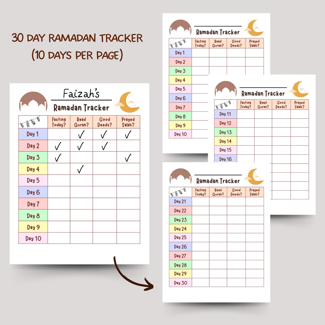 30 Ramadan Good Deeds Cards Printable, Ramadan Advent Cards, Kids ...