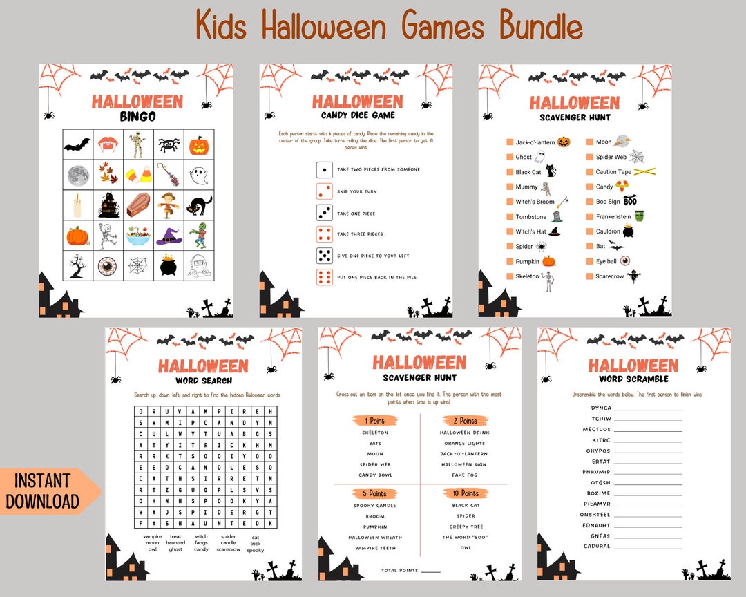 Halloween Games Bundle Kids Printable Halloween Party Games - Etsy
