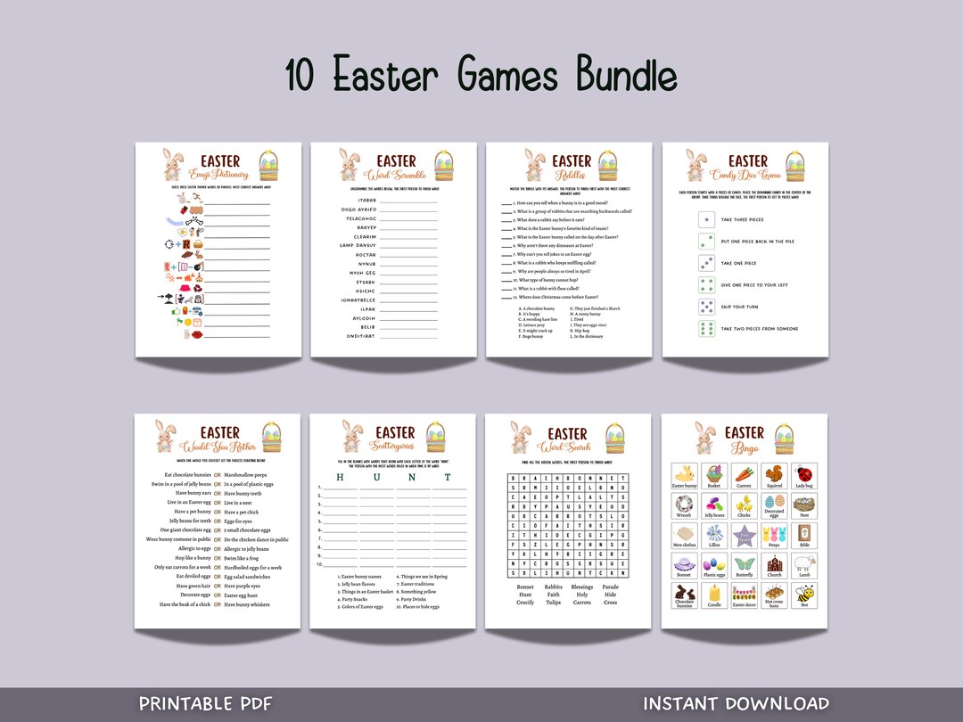 Easter Games Bundle Printable, Easter Activity Kids, Easter Party Games ...