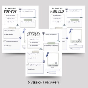 All About My Grandpa Abuelo Printable, Father’s Day Questionnaire ...