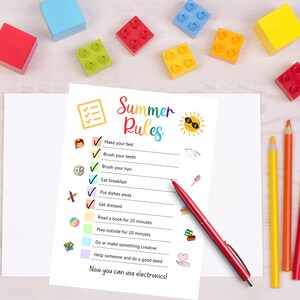 Editable Summer Rules Printable Daily Checklist Daily - Etsy