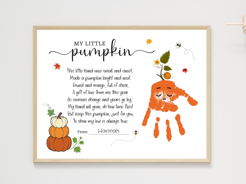 Pumpkin Poem Handprint Printable DIY Kids Craft Fall Art Project ...