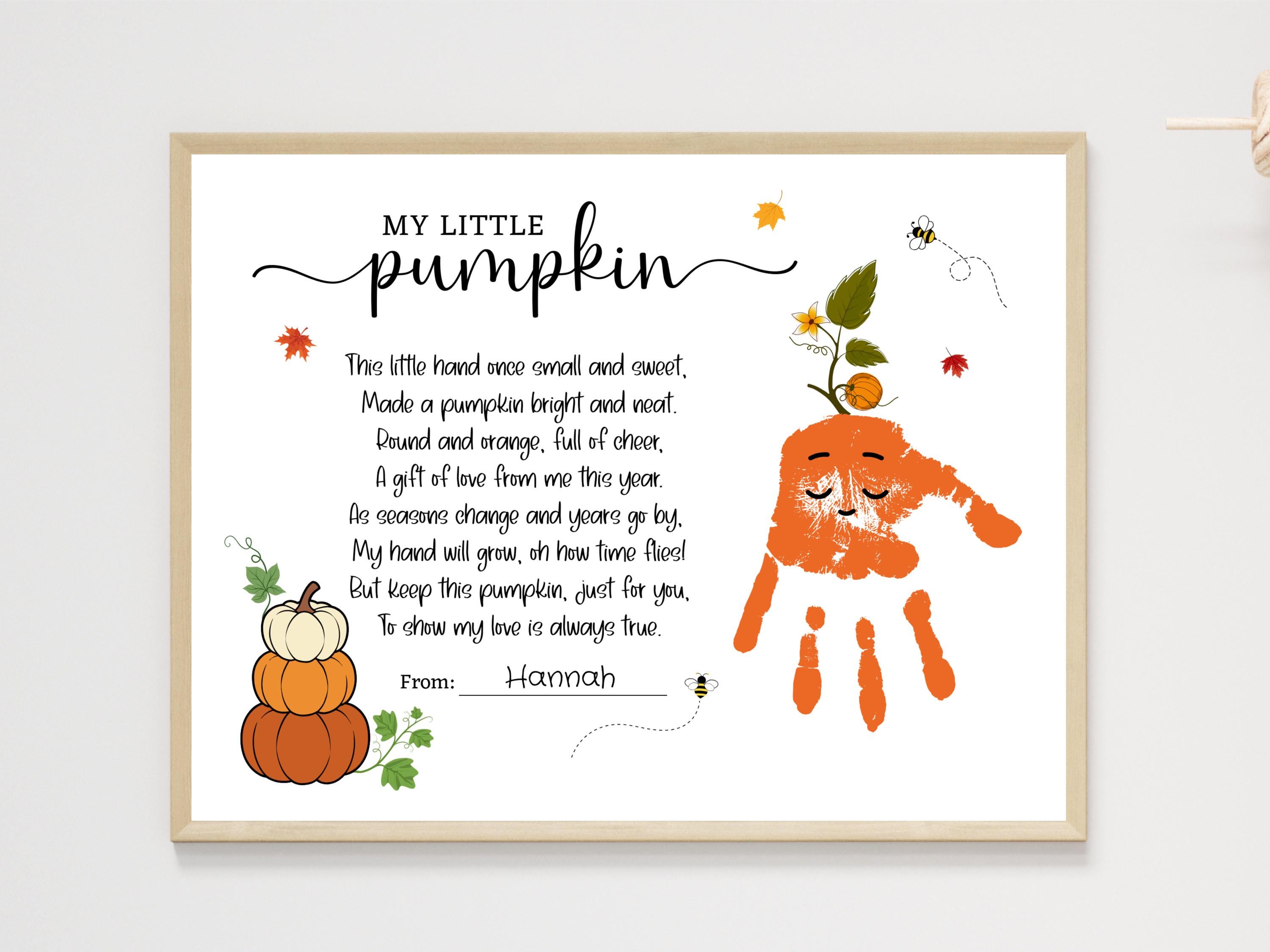 Pumpkin Poem Handprint Printable DIY Kids Craft Fall Art Project ...