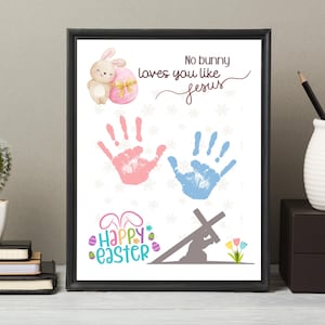 Happy Easter Handprint Craft Printable, DIY Gift Religious Christian ...