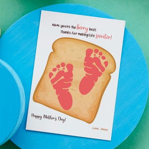 Mothers Day Footprint Craft for Kids Printable Card Handprint Art ...